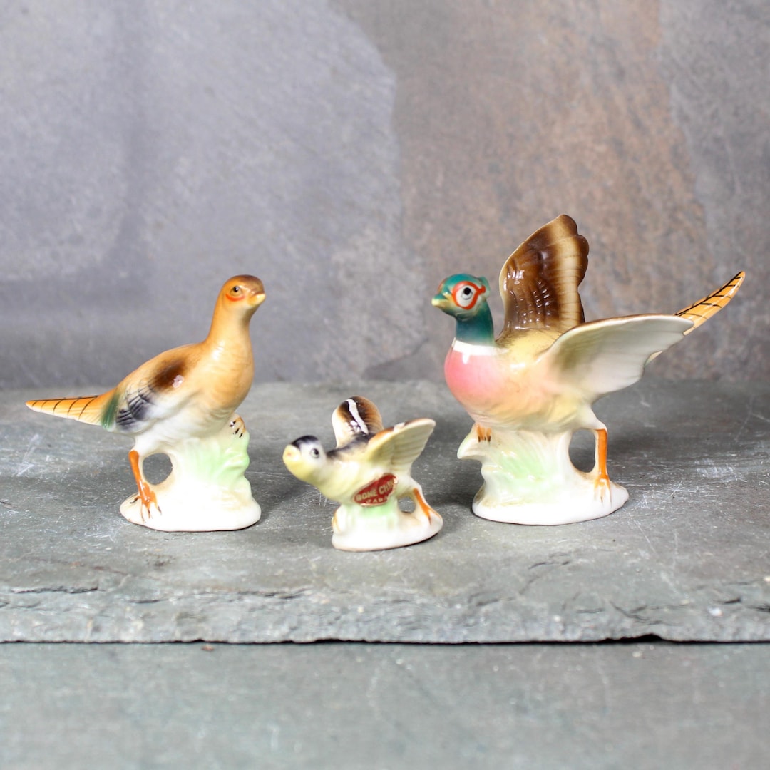 Mid-century SHIKEN Pheasant Family Figurines | Set of 3 Bone China ...
