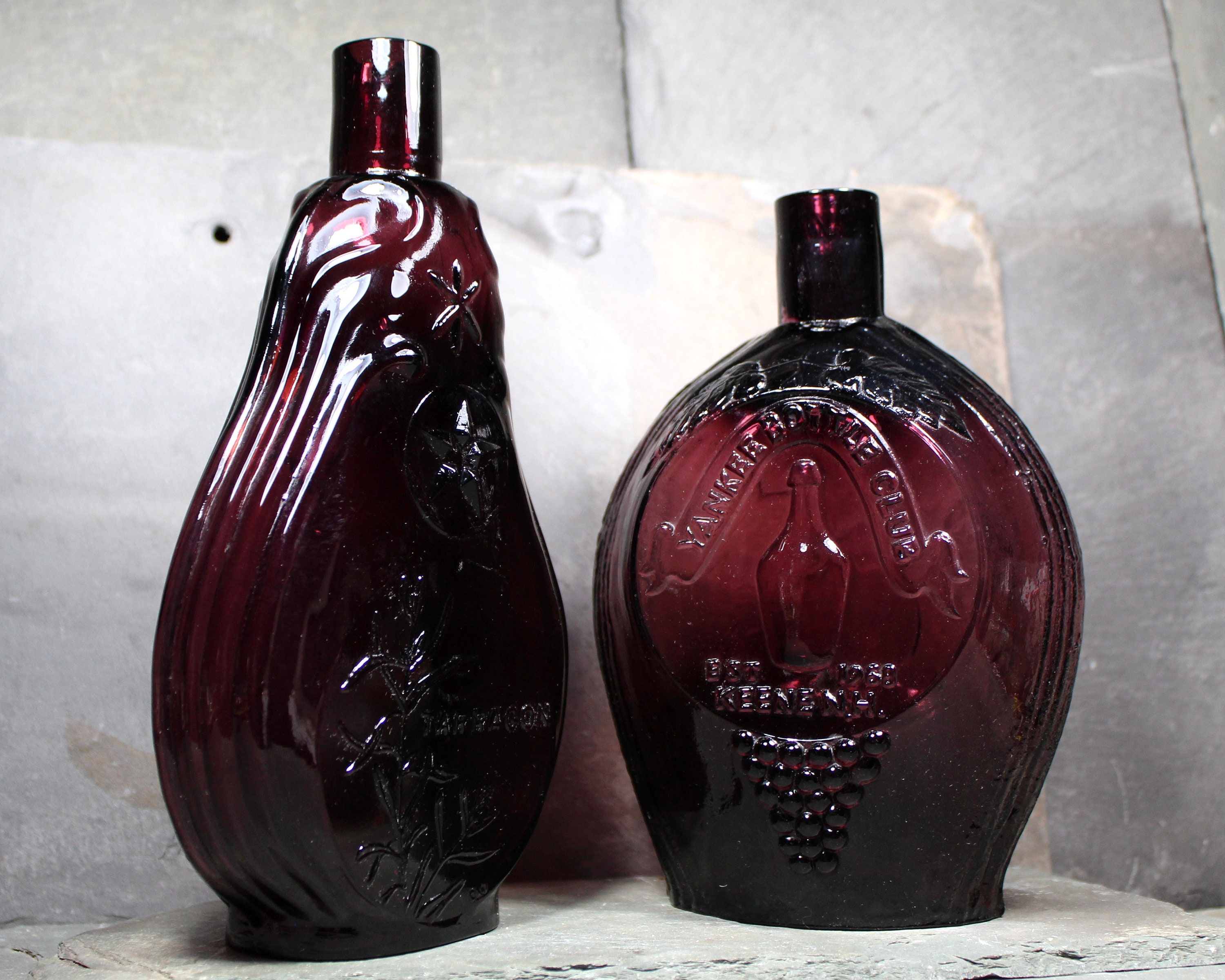 Set of 2 Deep Amethyst Vintage Bottles Tarragon Pear Shaped | Etsy