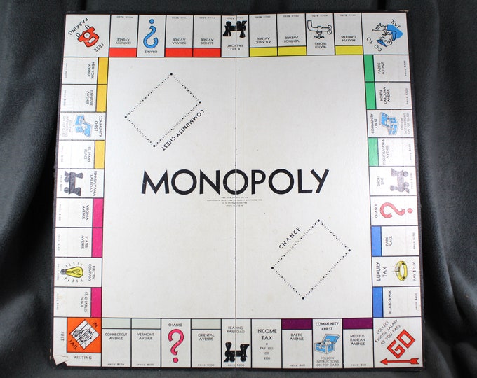 RARE Antique Monopoly Game Board 1940-1941 Game Board Parker Brothers ...