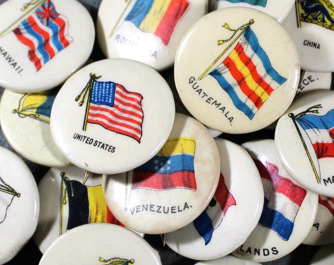 Set of 23 Antique Flag Pins From Late 1890s-1900s | Sweet Caporal ...