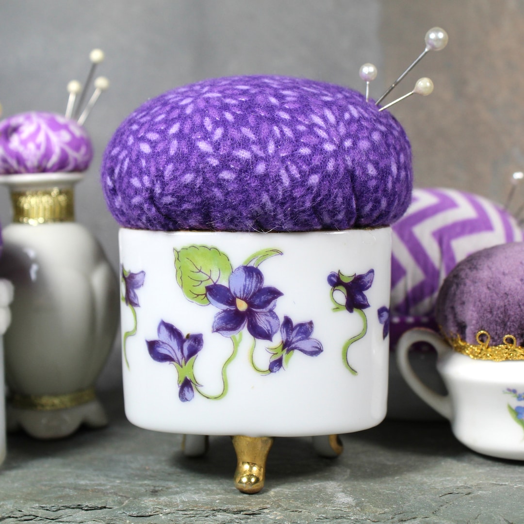Purple Upcycled Pin Cushions Pop of Purple Vintage Pin Cushions Your ...