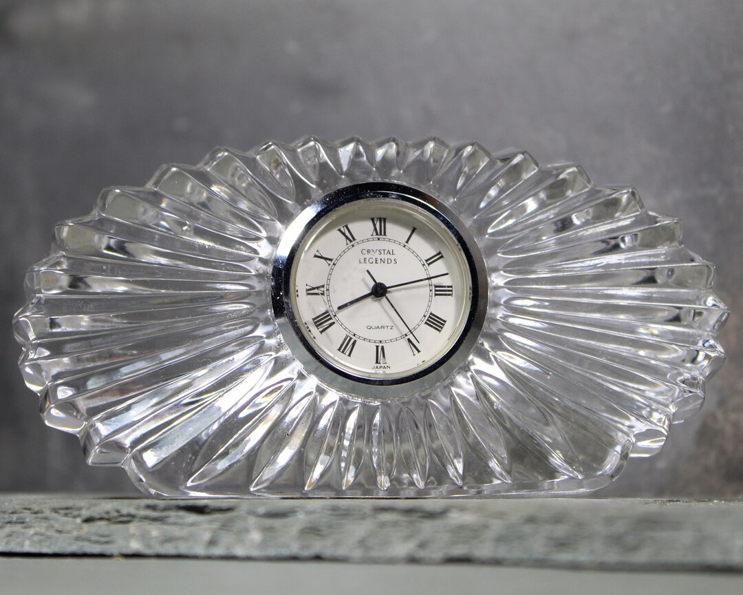 Lead Crystal Small Clock Crystal Legends Clock Godinger Handmoulded in ...