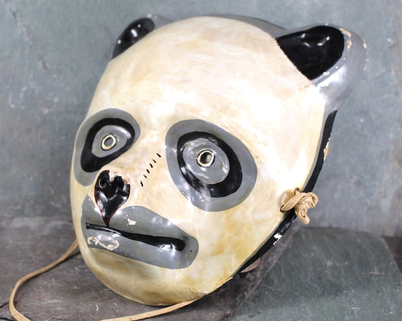 RARE! Antique Paper Mache Panda Mask | Stunning Panda Mask | Vintage ...