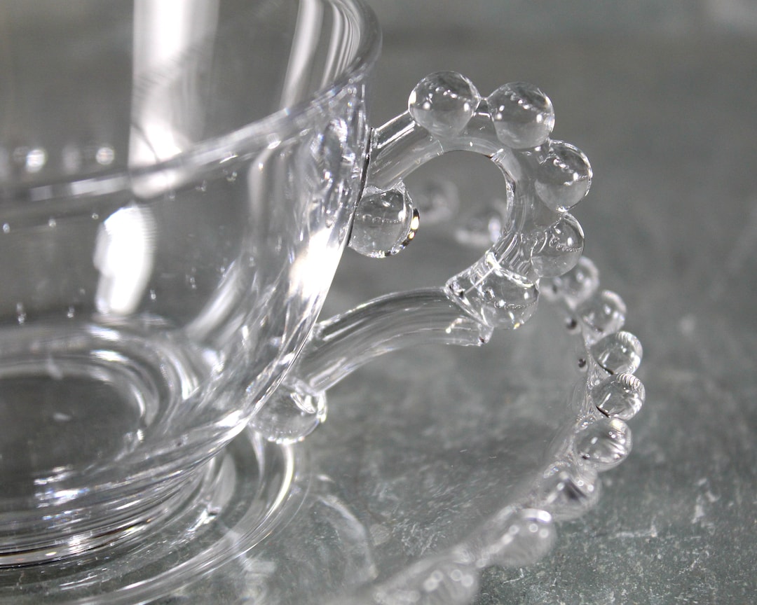 Set of 4 Imperial Glass Candlewick Cups and Saucers Set of 4 Boopie ...