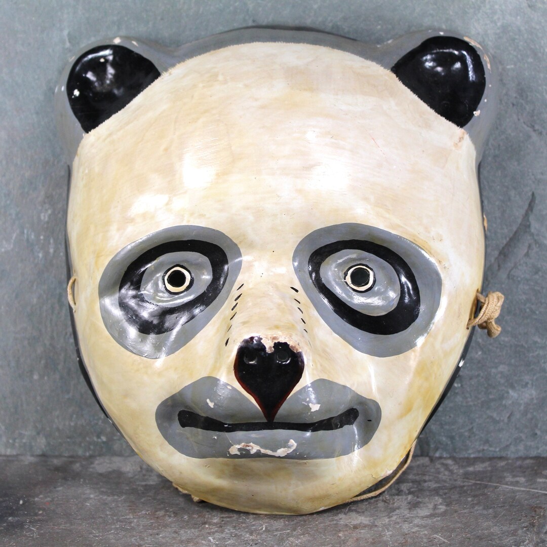RARE! Antique Paper Mache Panda Mask | Stunning Panda Mask | Vintage ...
