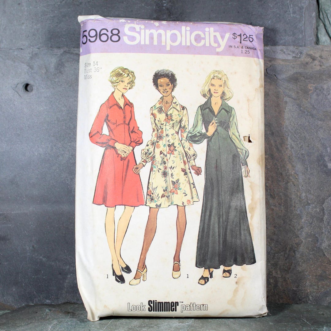 1973 Simplicity #5968 Dress Pattern | Complete, Partially, Pattern in ...