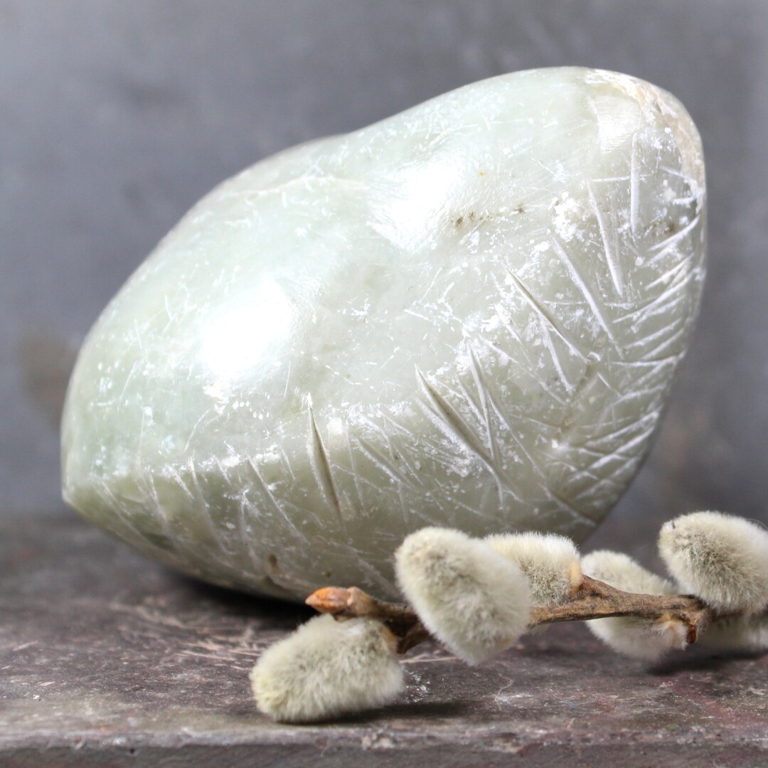 Seed Pod Stone Sculpture | Art Sculpture | Hand Carved Sea Foam Green ...