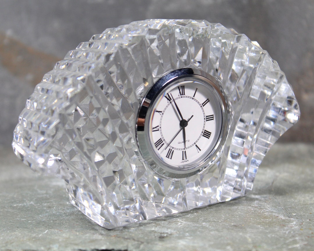 Fan Shaped Crystal Small Clock | Tudor England Crystal With Quartz ...