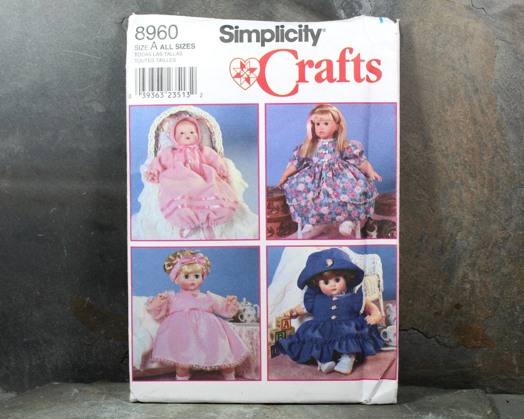 Ac 1999 Simplicity Crafts 8960 Doll Clothing Pattern UNCUT and Factory ...