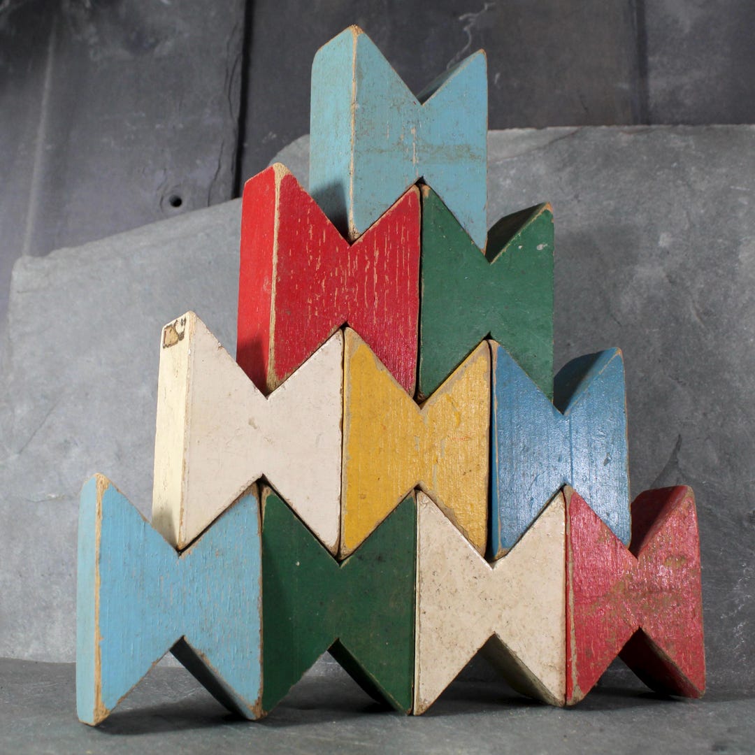 Vintage Naef Style Wooden Blocks | X-shaped Wooden Blocks | Set of 25 ...