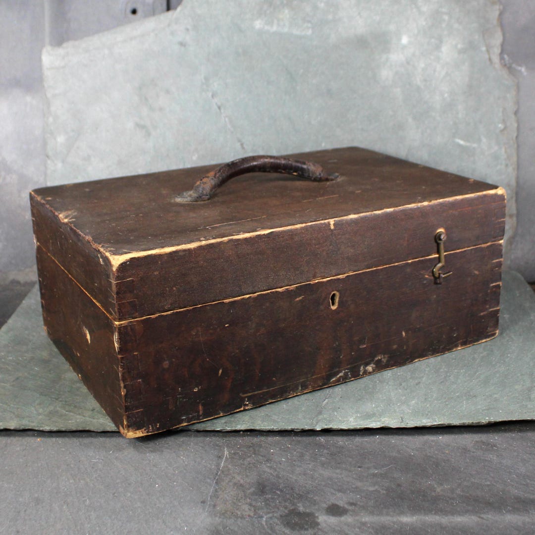 Antique Wooden Lock Box | Antique Wooden Storage | Rustic Wooden Box ...