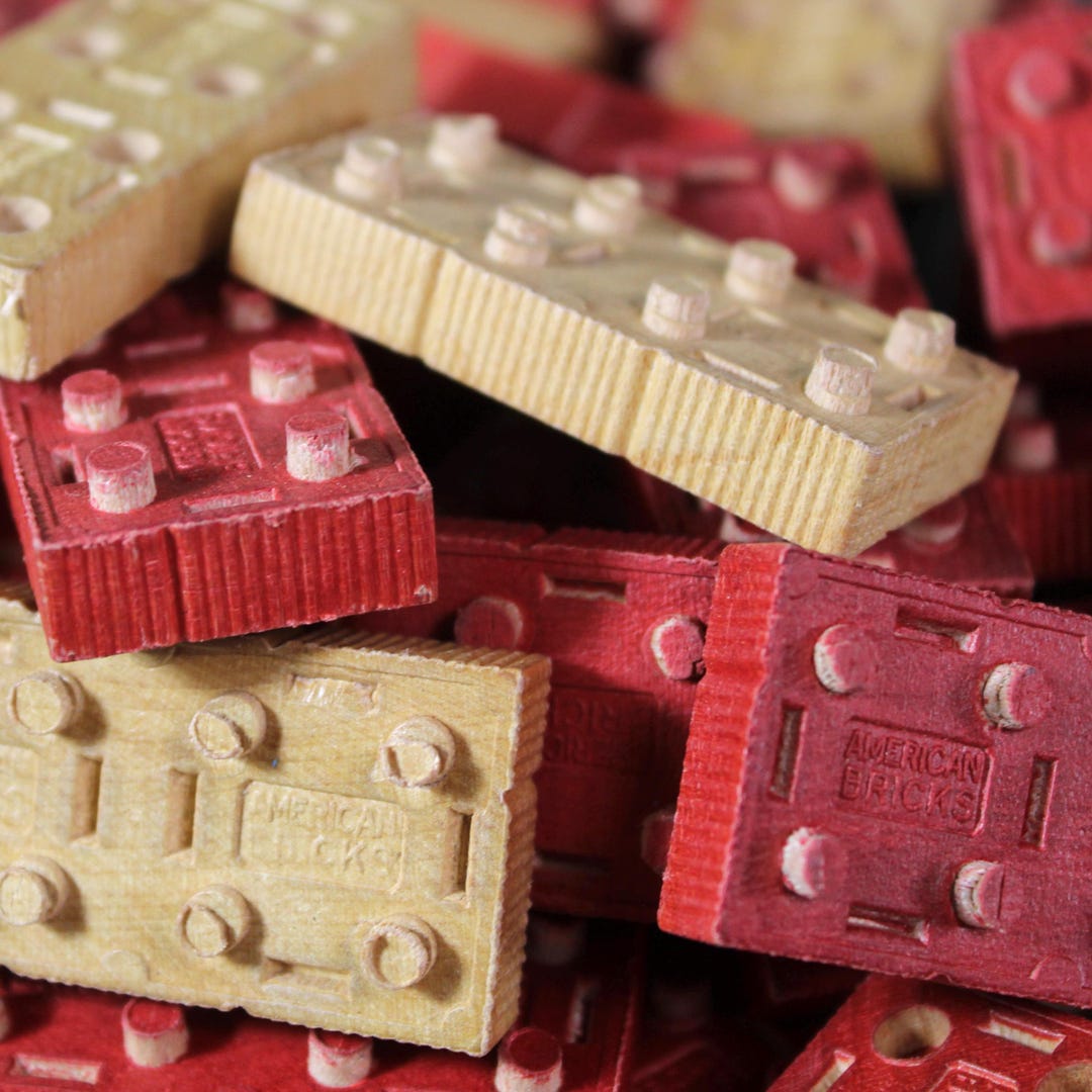 Antique Wooden America Bricks Toy Building Set | Over 350 Bricks, Plus ...