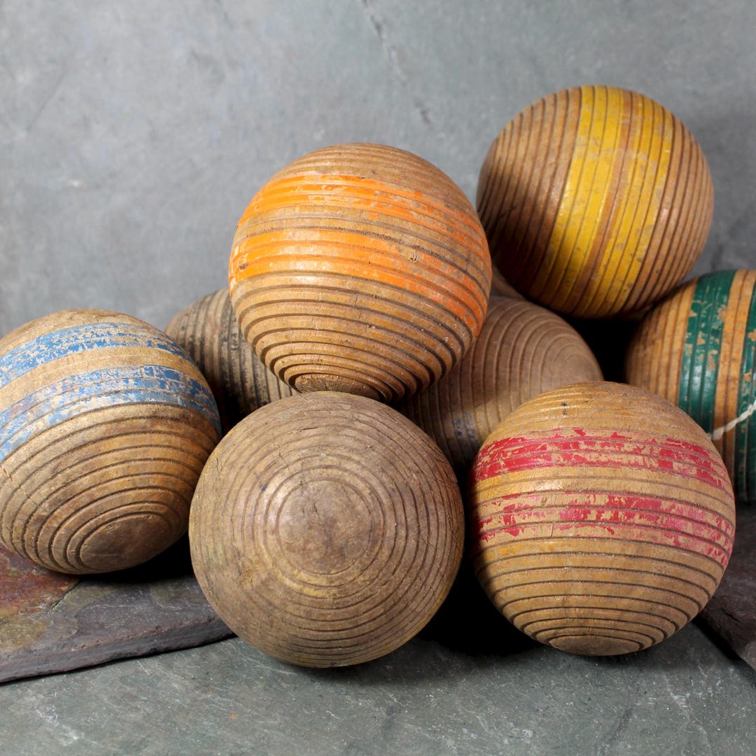RARE! Antique Croquet Balls | Set of 10 | 1930s/40s Wooden Croquet ...