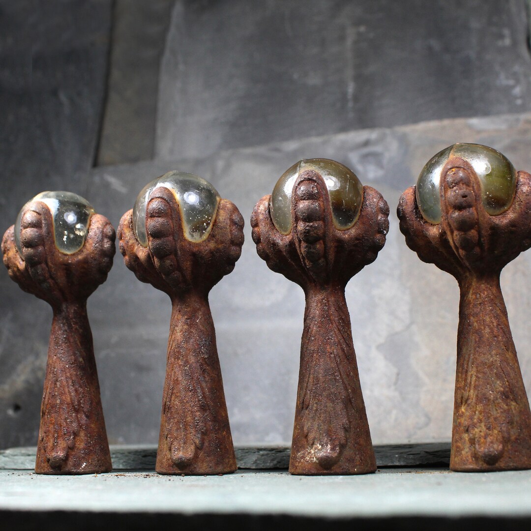 Antique Cast Iron Claw Feet With Glass Orbs Clawfeet and Glass Ball ...