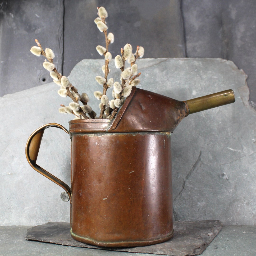 RARE Antique Copper Two Quart Jenney Oil Can | Vintage Metal 2 Liquid ...