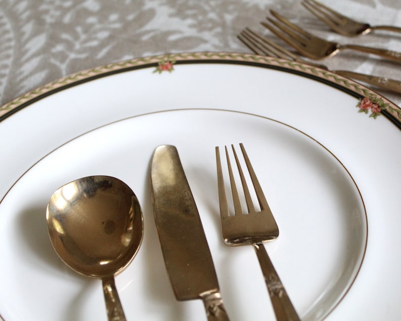 145 Piece Bronze Flatware From Thailand Twelve 11 Piece - Etsy