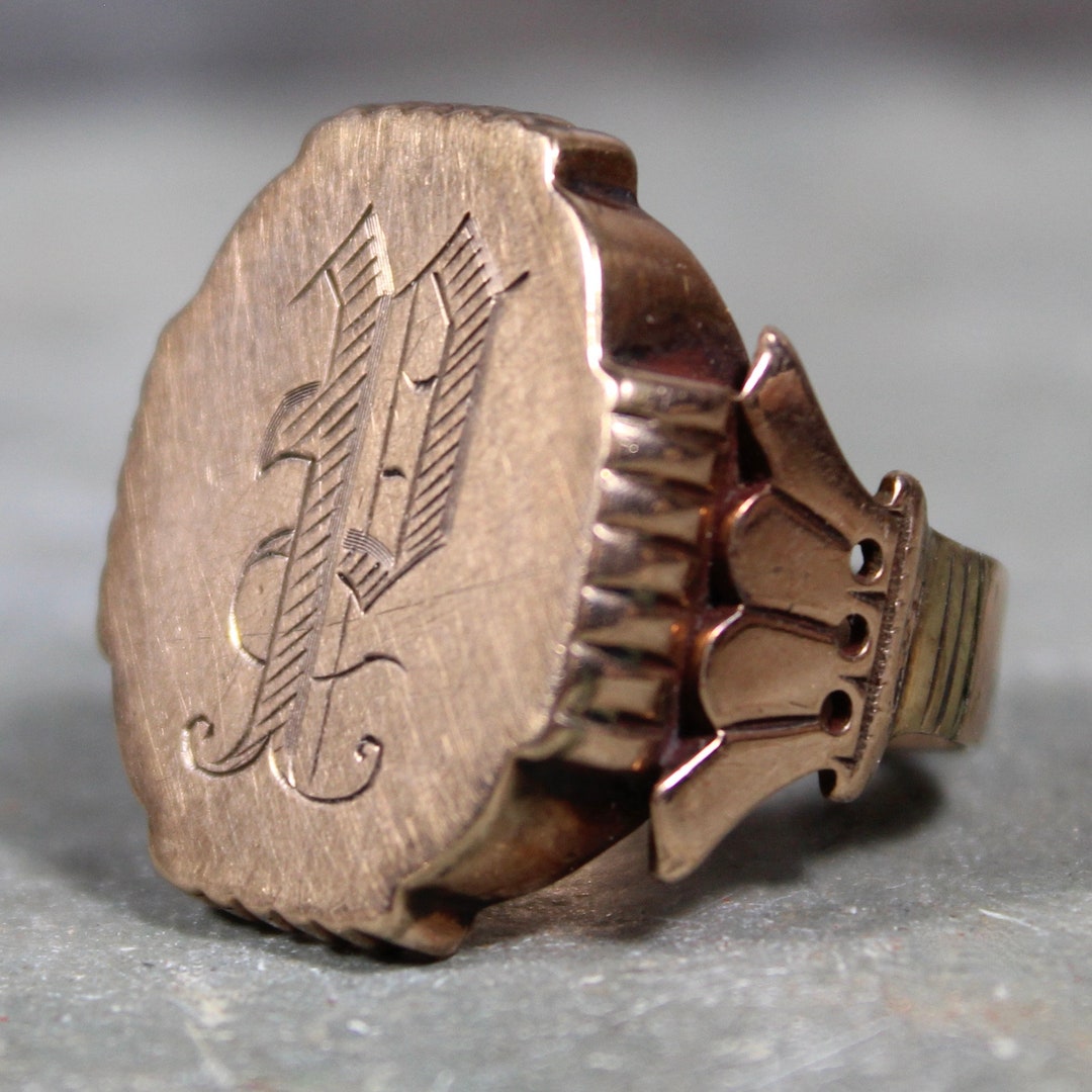 Vintage Copper Signet Ring Signet With Letter p - Etsy