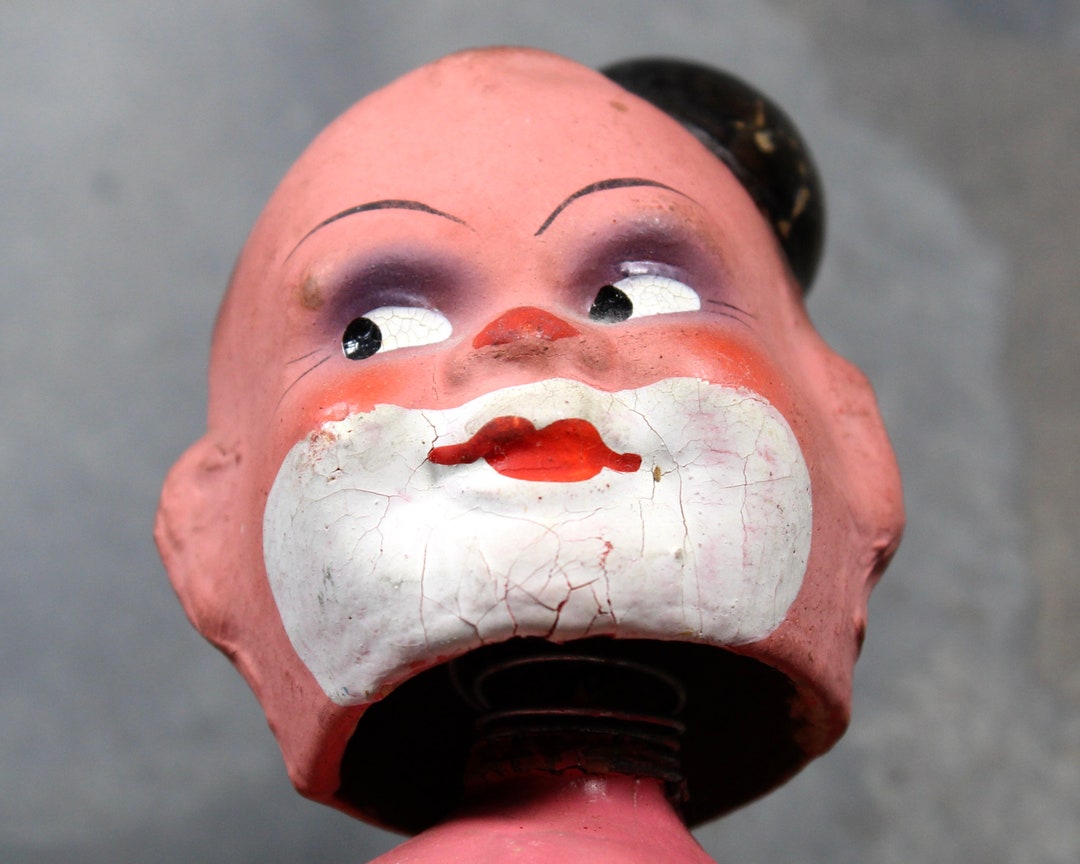 RARE! Papier Mache Wind-up Bobble Head | 1940s | Made in US Zone ...