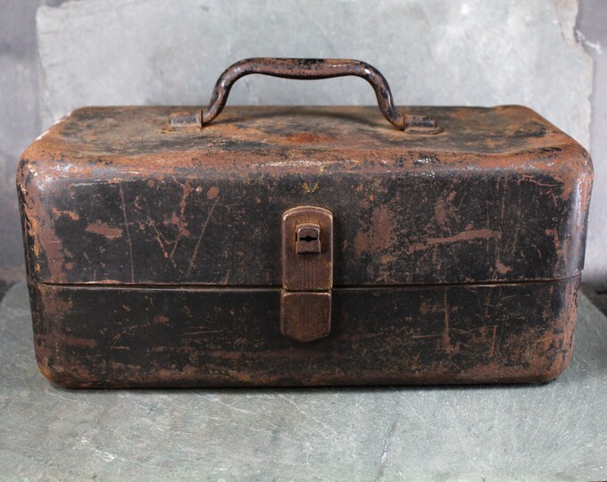 Vintage Metal Tool Box - Rustic Storage - Vintage Industrial Decor ...