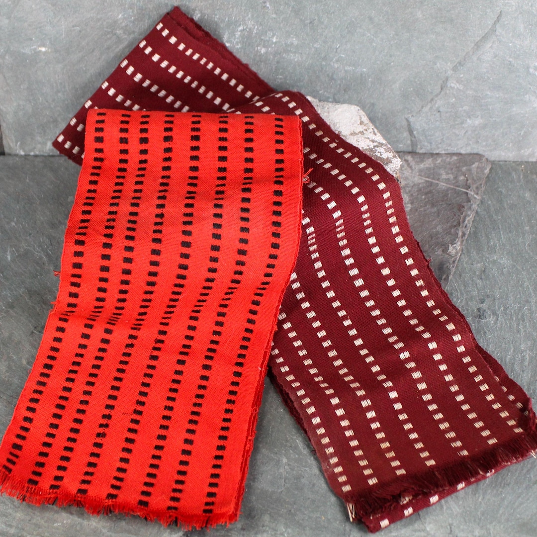 Vintage African Fabric Sashes: Red Black Burgundy White, Pair - Etsy