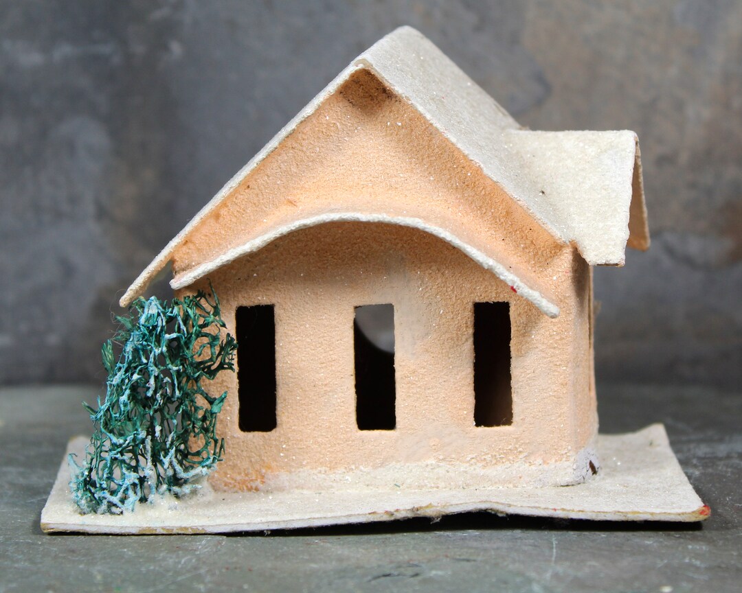 Vintage Putz Cottage | Unusual Sparkling Peach Color | Made in Japan ...
