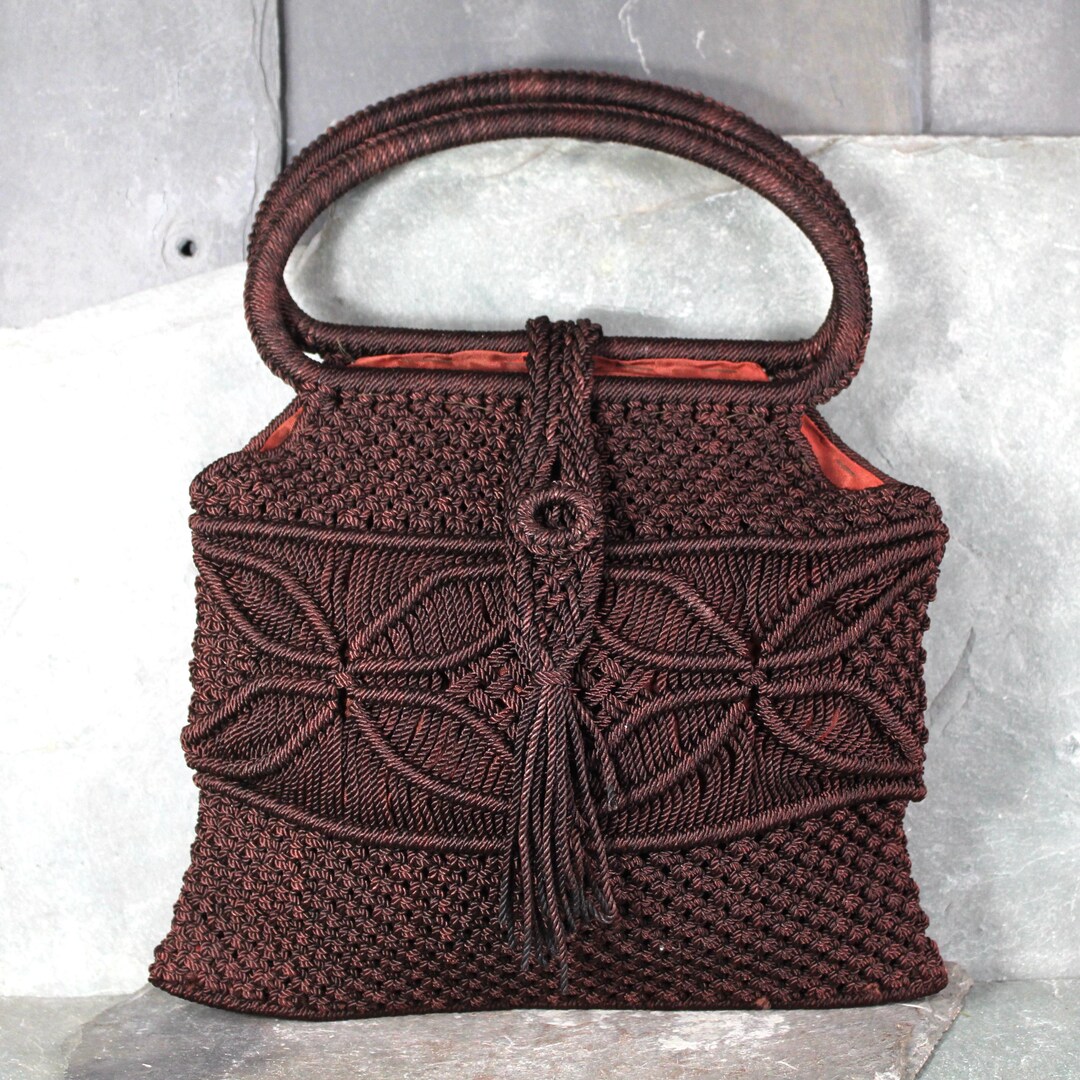 Vintage Macrame Handbag | Boho Chic Woven Back | Vintage Purse ...