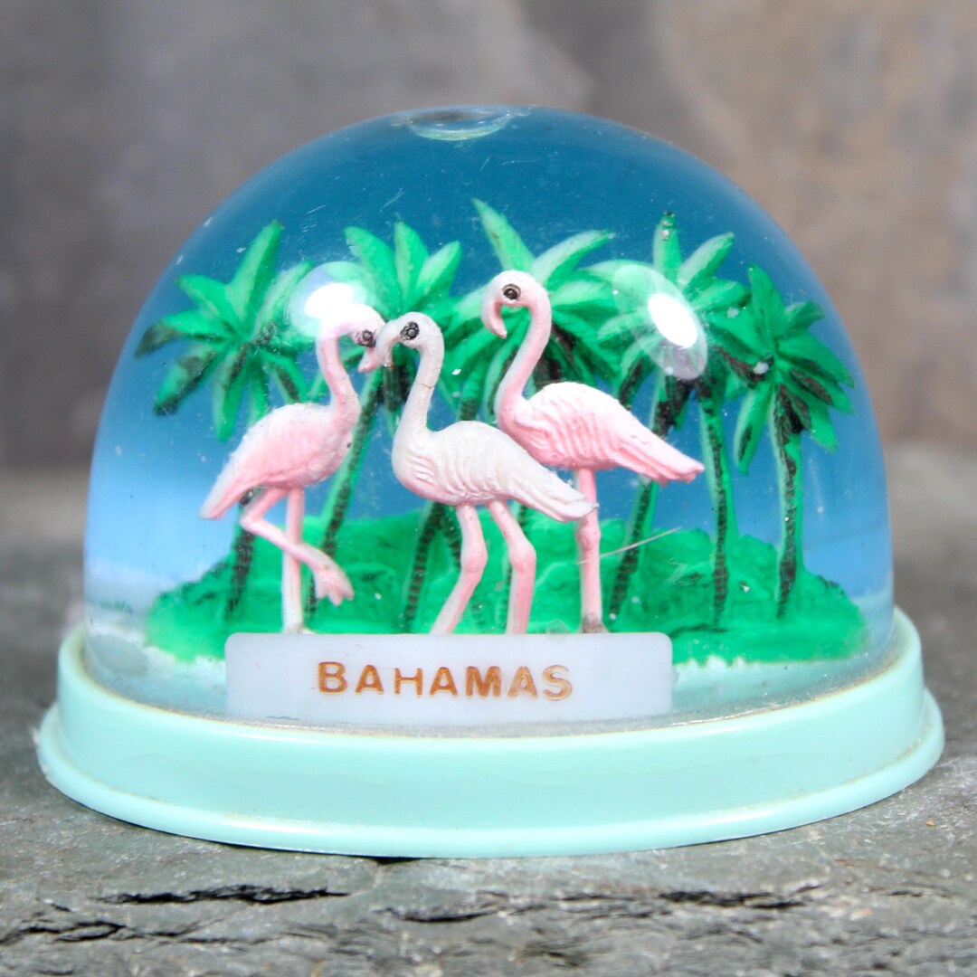 Vintage Bahamas Flamingo Souvenir Snow Globe 1970s Bahamas Snow Globe ...