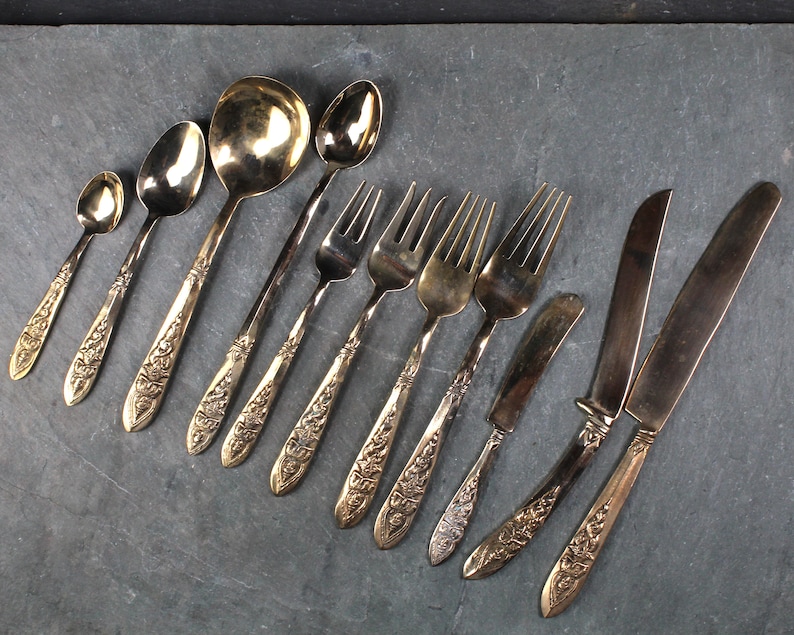 145 Piece Bronze Flatware From Thailand Twelve 11 Piece - Etsy