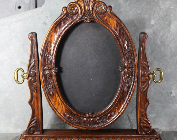 Vintage Tabletop Wooden Swivel Frame | Vintage Frame With Glass Inset ...