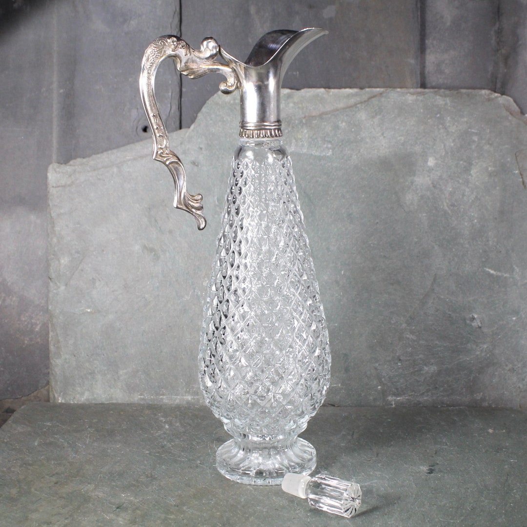 Leonard of Italy Glass and Silver Decanter | Pressed Glass Decanter ...