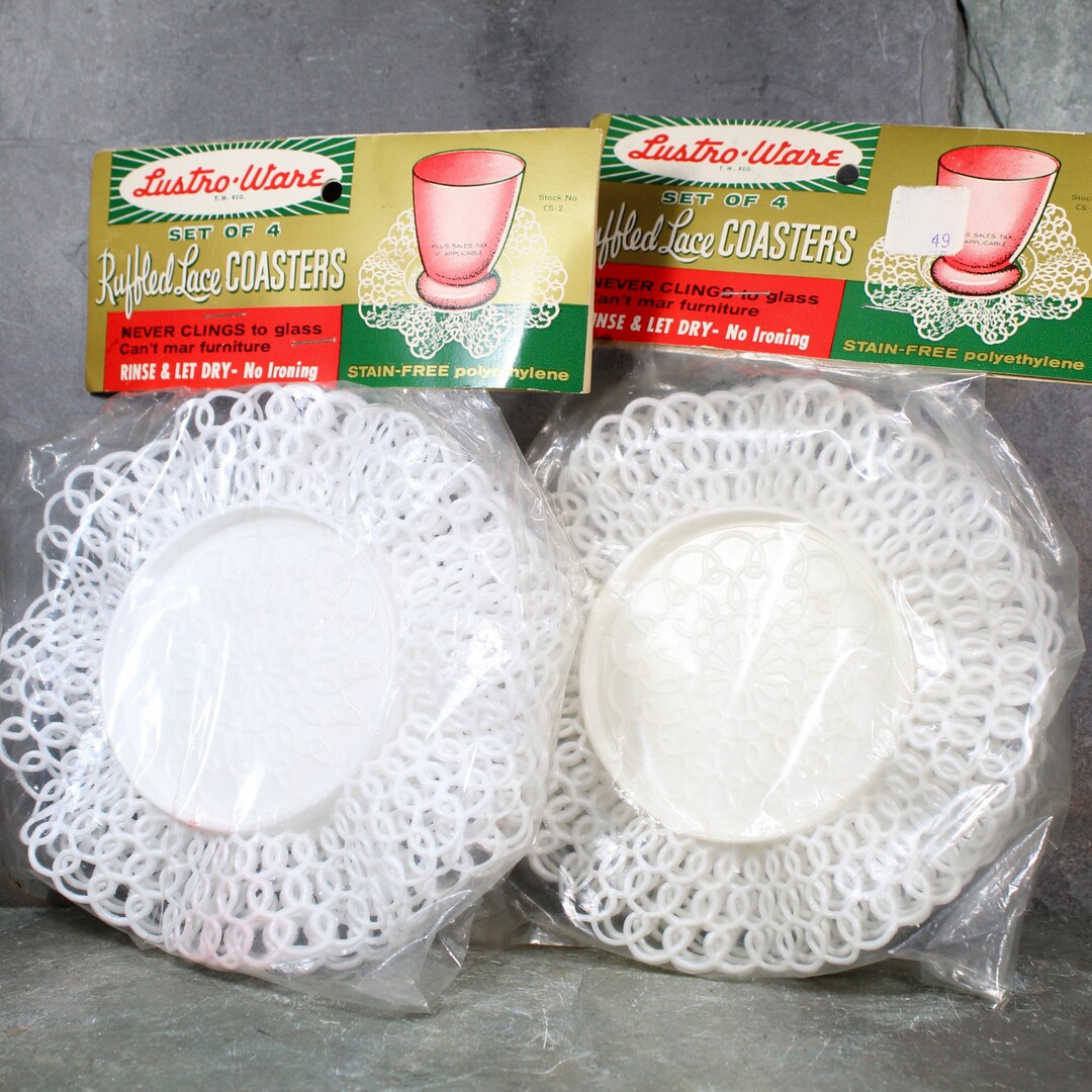 Set of 8 Lustro-ware Ruffled Lace Coasters in Original Packaging ...