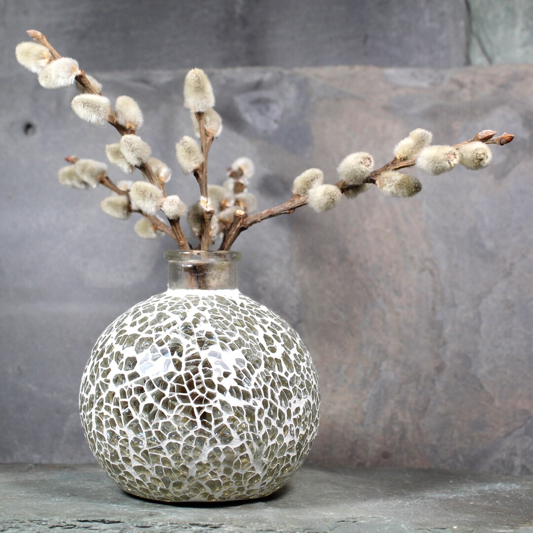 Crackle Glass Bud Vase | Mosaic Glass Vase | Bixley Shop - Etsy