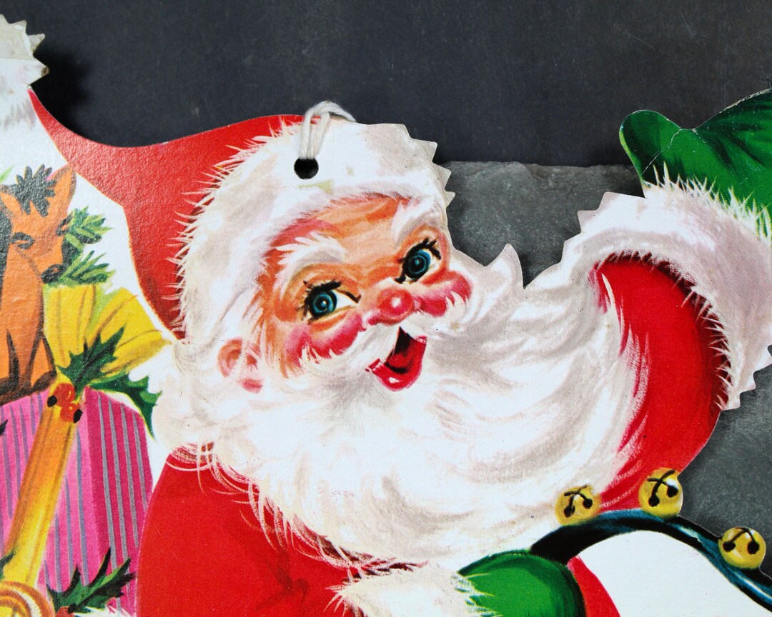 Vintage 18" Cardboard Santa Decoration - Mid-century Christmas Display ...