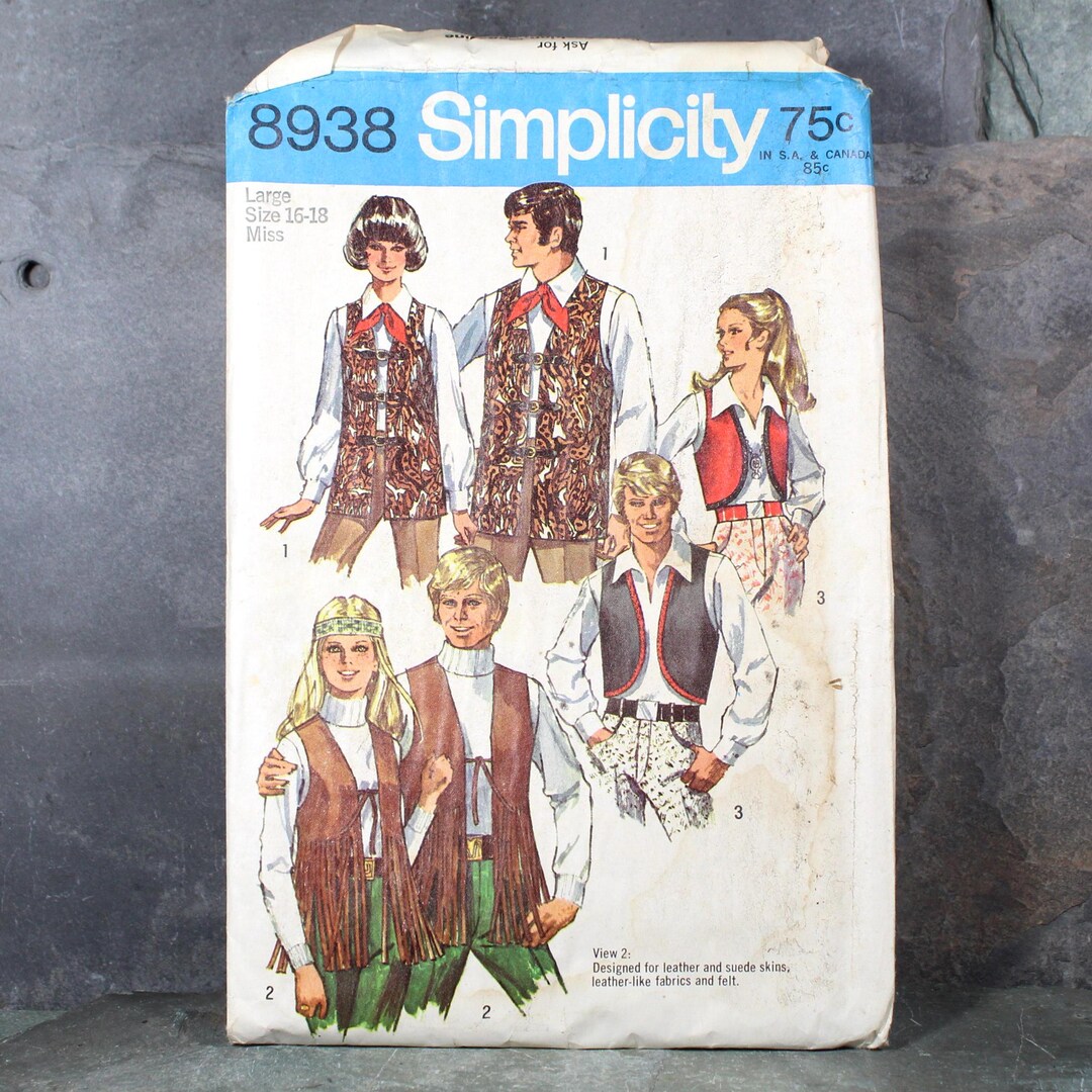 1960s Simplicity #8938 Groovy Vest Pattern | Complete, Uncut, Factory ...