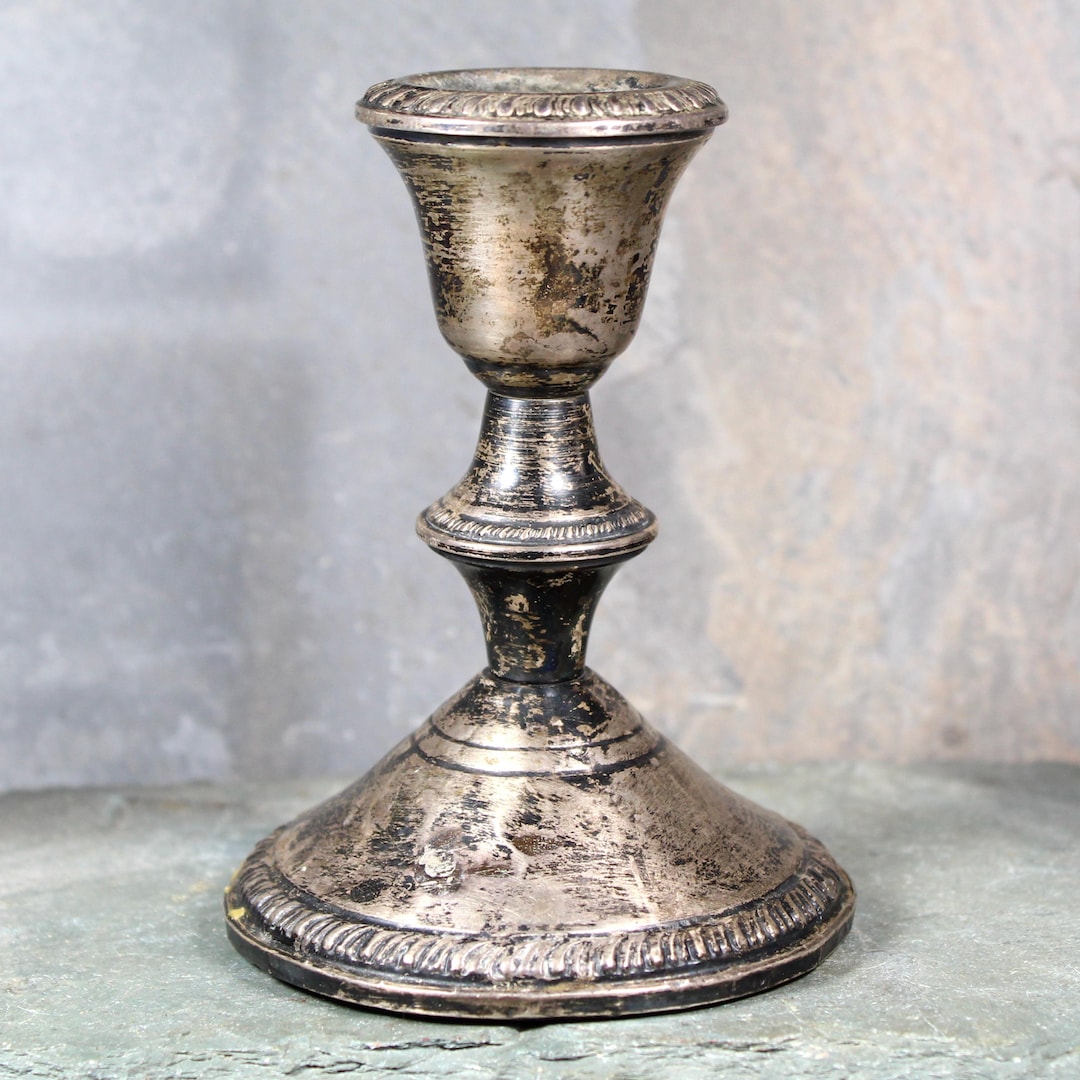 Vintage Poole Sterling Silver Candlestick #299 | Tarnished Silver | Shabby Chic | Weighted ...