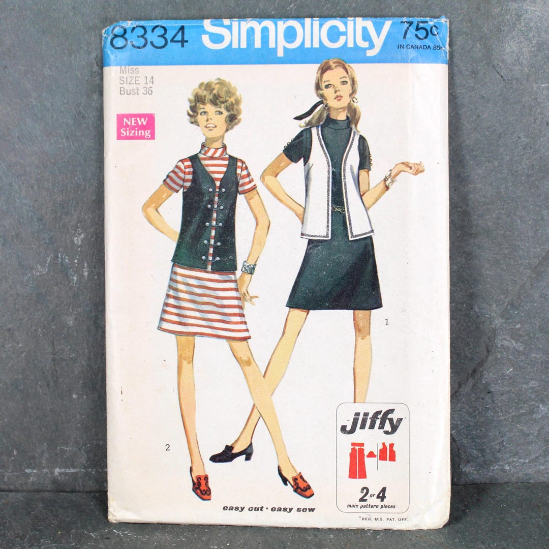 1969 Simplicity #8334 Dress Pattern | Size 14/bust 36" | UNCUT and FACTORY FOLDED Pattern in ...