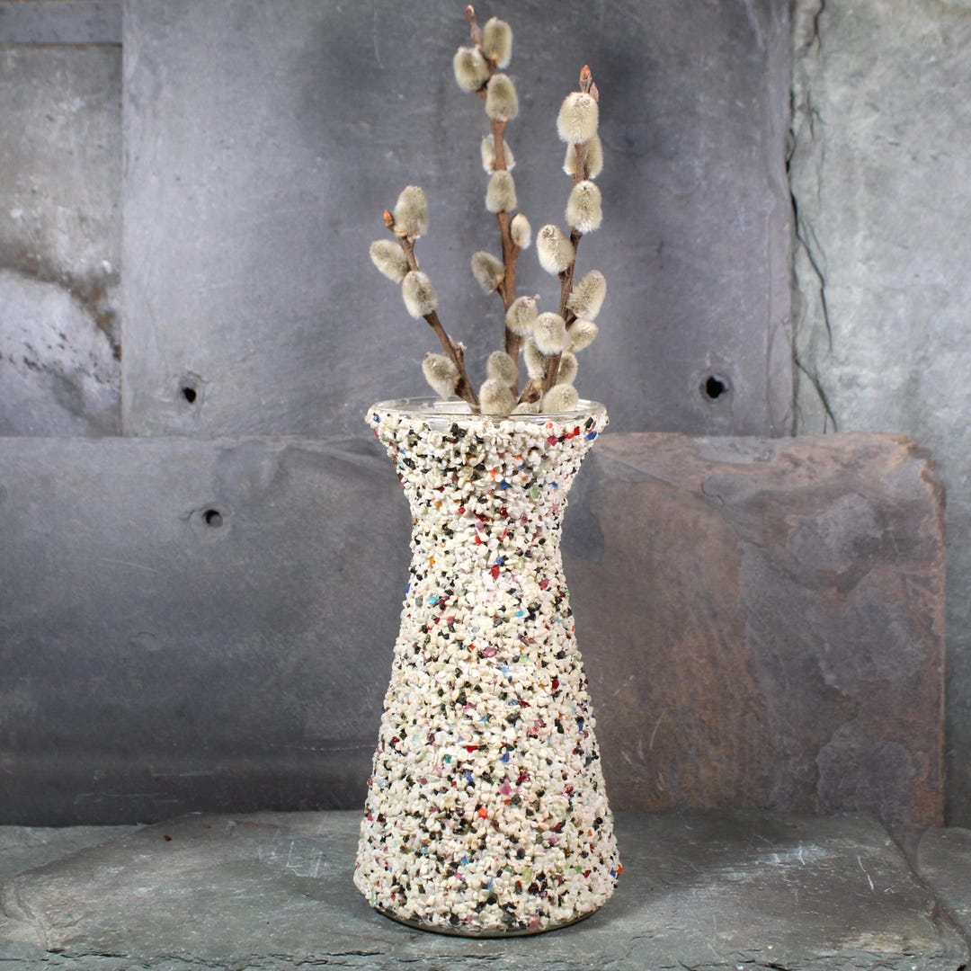 Vintage Crushed Rock Covered Vase | Pebble Covered Vase | MCM Vase ...