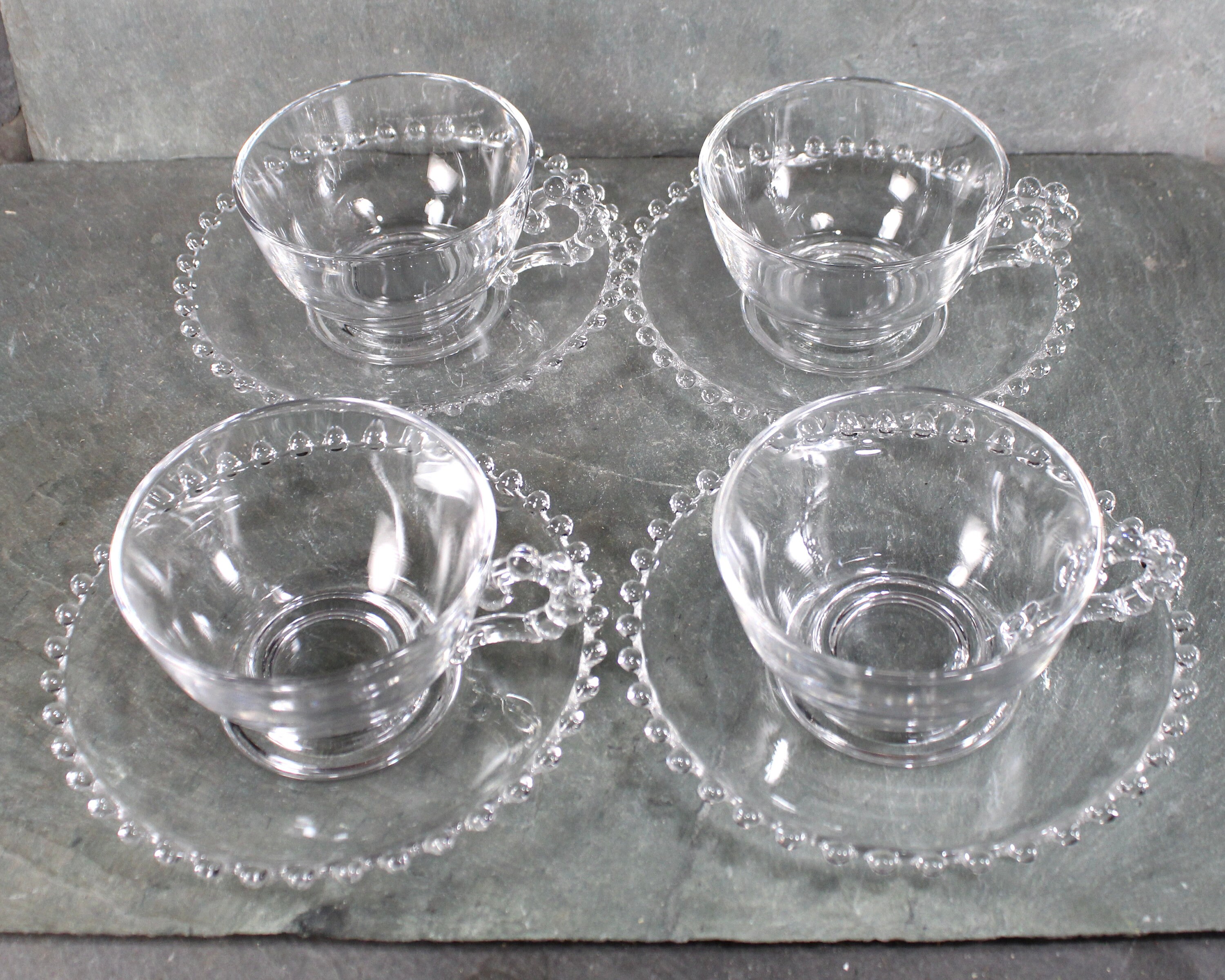Set of 4 Imperial Glass Candlewick Cups and Saucers | Set of 4 Boopie ...