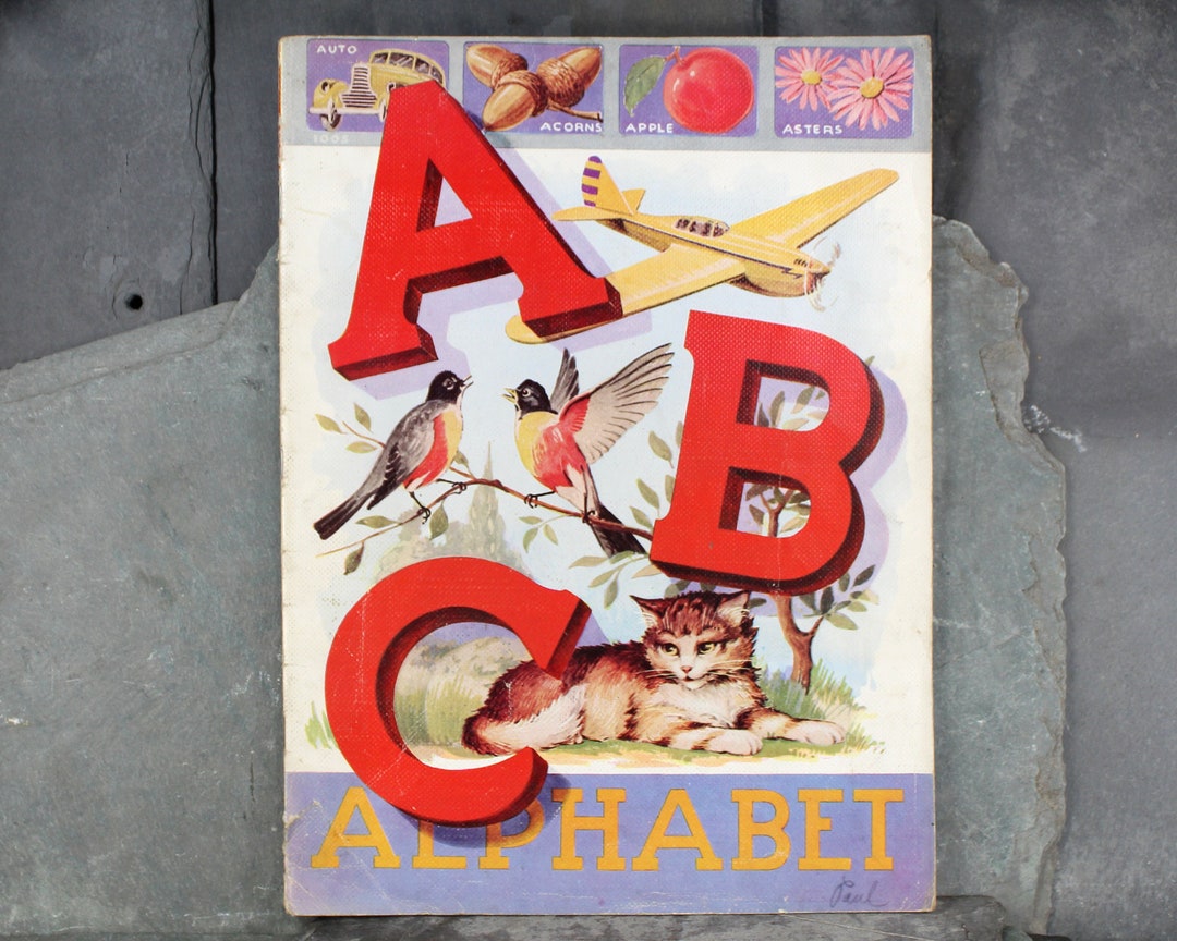 Gorgeous 1940 ABC Alphabet Picture Book - Vintage Linen Picture Book ...