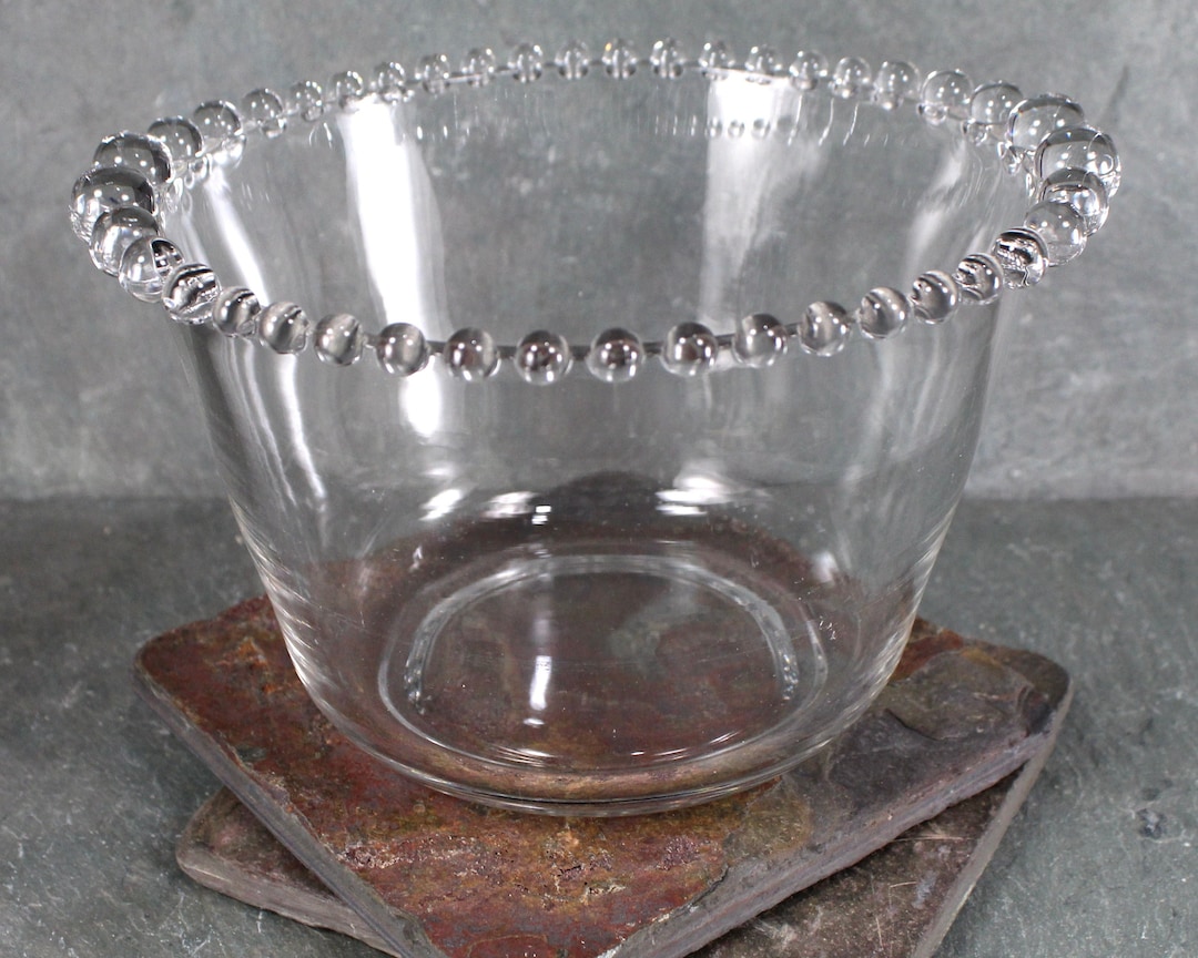 Bubble Rim Ice Bucket Vintage Bubble Glass Large Bowl Serving Dish ...