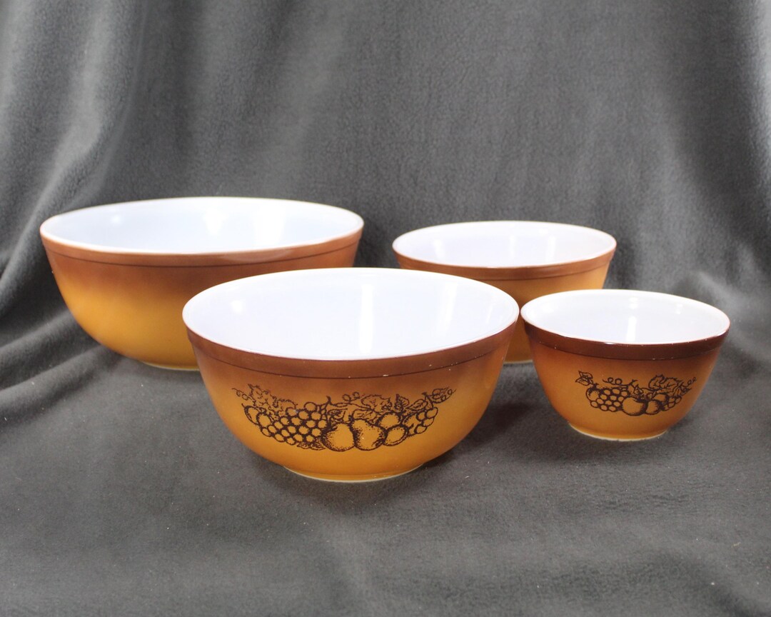 RARE! Vintage Orchard Pyrex Mixing Bowls 401, 402, 403, & 404 | Orange ...
