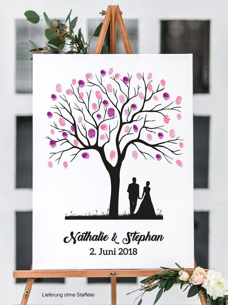 Wedding Tree Classic on Canvas or Premium Paper Fingerprint | Etsy