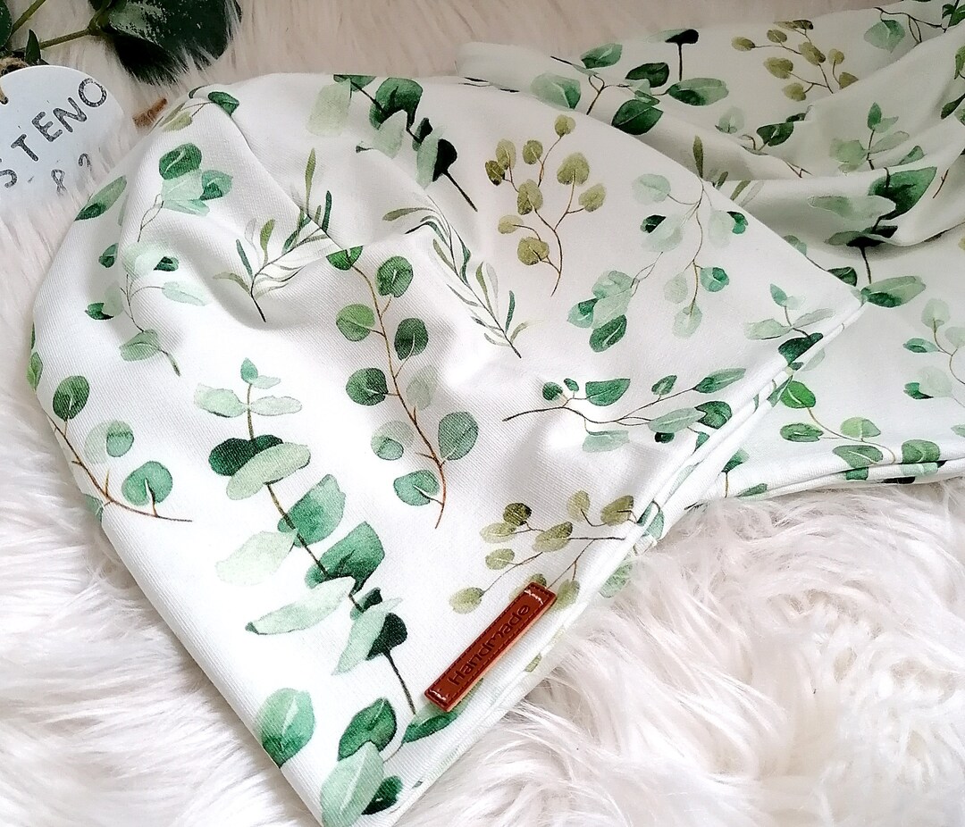 Beanie With Loop Eucalyptus Leaves, Beanie Eucalyptus for Girls, Beanie Eucalyptus for Girls ...