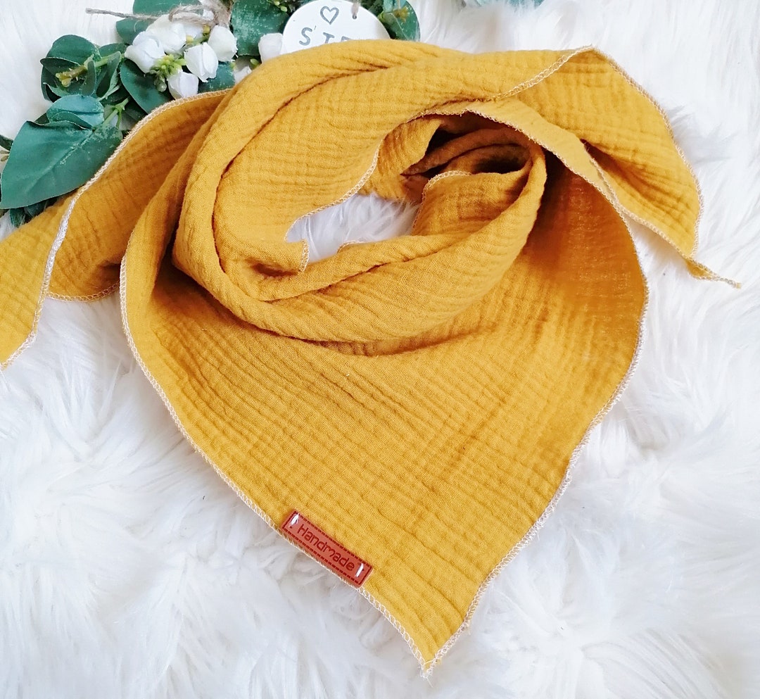 Triangle Scarf Made of Muslin Mustard Yellow, Baby and Children's Scarf ...
