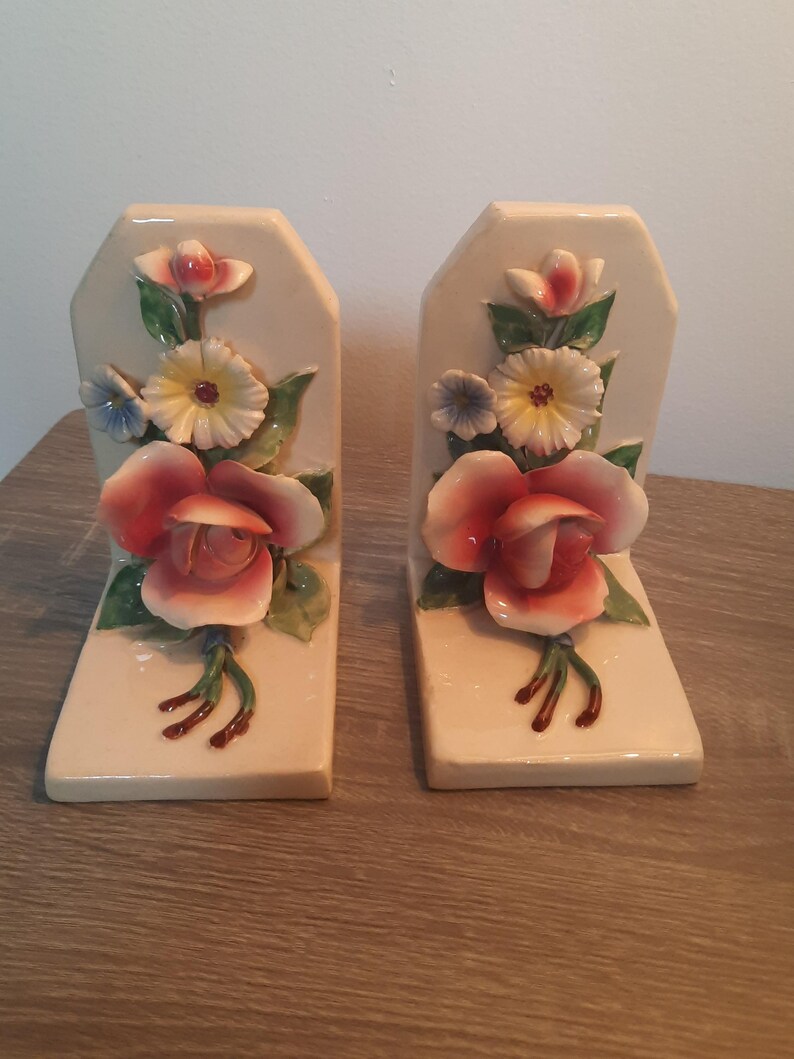 Vintage Capodimonte Italian Floral Porcelain Bookends - Etsy