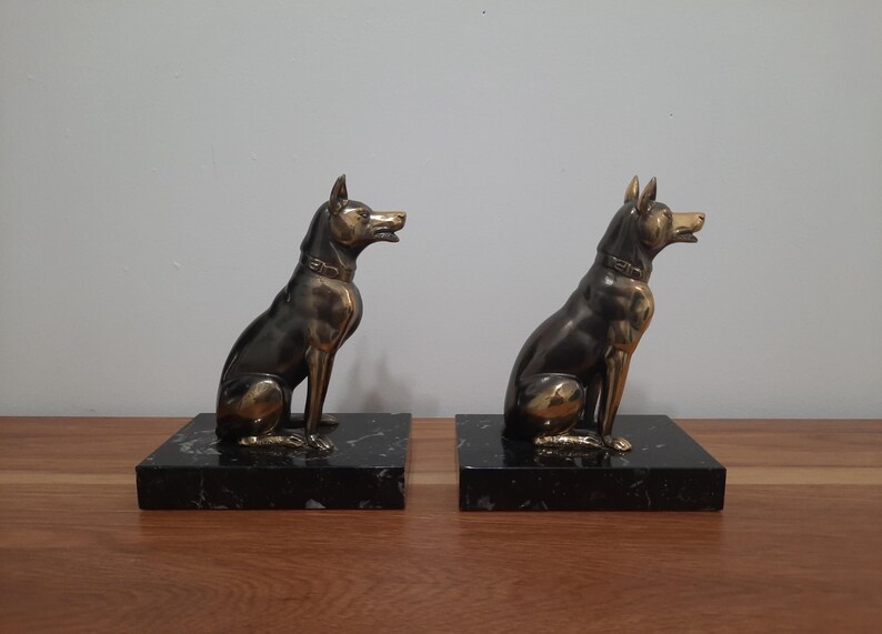 1930s Art Deco French Bookends With Figural Doberman Dogs by Jamar - Etsy