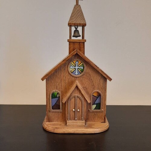 Amish Handcrafted Wood Church Music Box Solid Oak Two-toned - Etsy