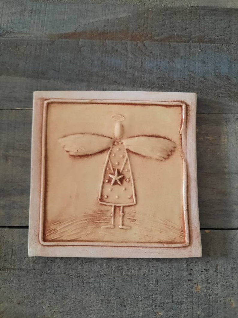 Drinkware Handmade Dotti Potts Ceramic Tile Wall Hanging Angel Kitchen ...