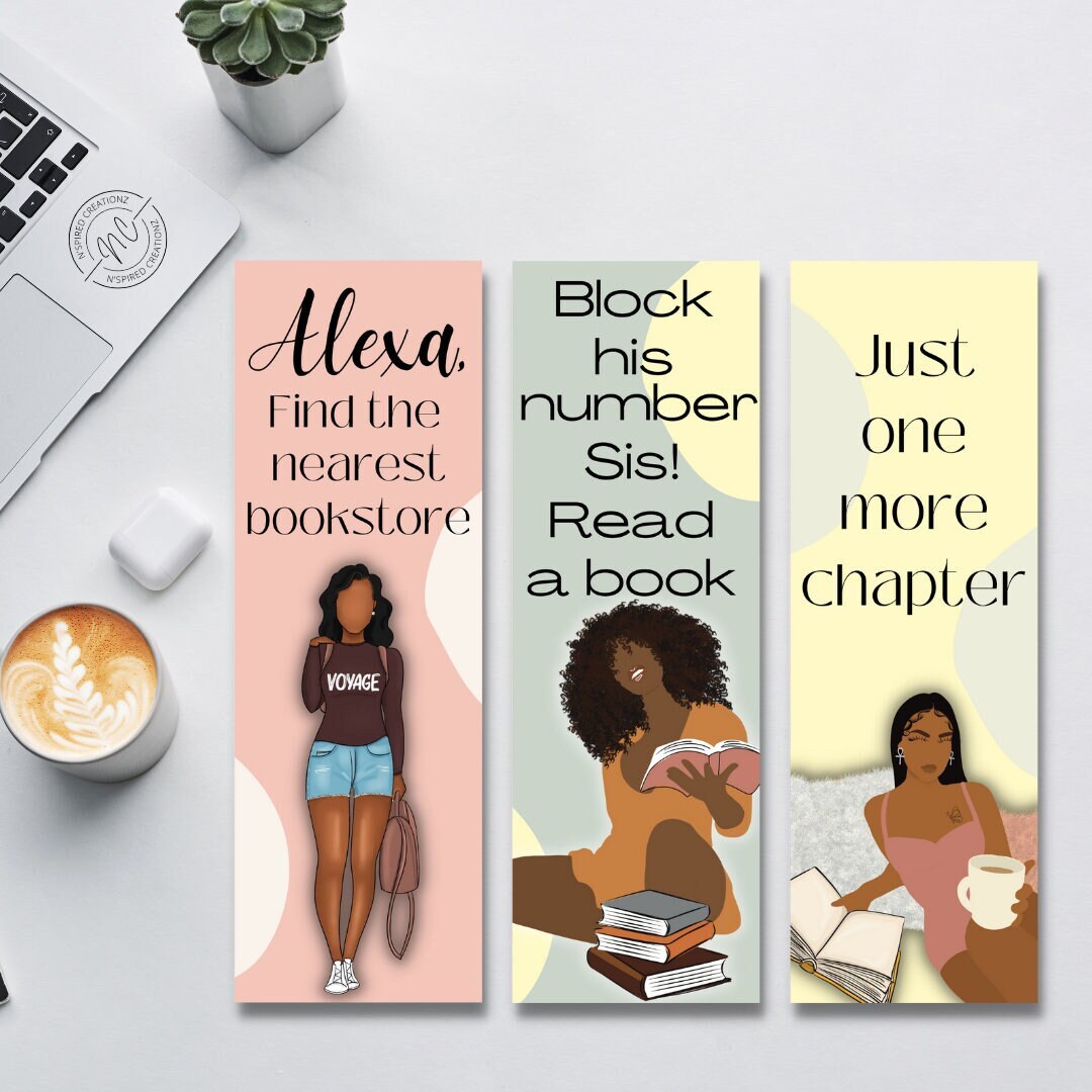 Melanin Reader Bookmarks: Black Women Reading Humor - Etsy