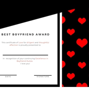 Best Boyfriend Award Printable Awards Best Boyfriend Ever - Etsy